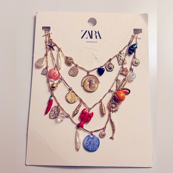 Zara | Jewelry | Nwtzara Zara Pack Of 3 Multicharm Necklaces Golden 4 ...